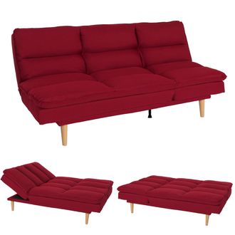 Mendler Schlafsofa HWC-M79, G&auml;stebett Schlafcouch Couch Sofa, Schlaffunktion Liegefl&auml;che 180x110cm - Stoff/Textil Bordeaux