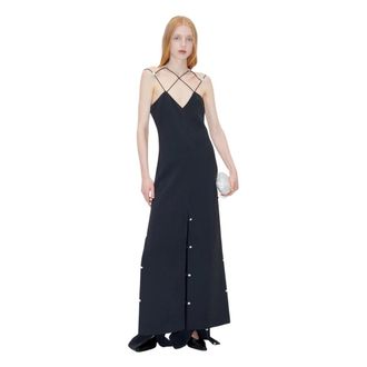 Stine Goya Elegantes Kreppkleid mit &Uuml;berkreuzten Tr&auml;gern - - Dresses - Damen - Schwarzk - S