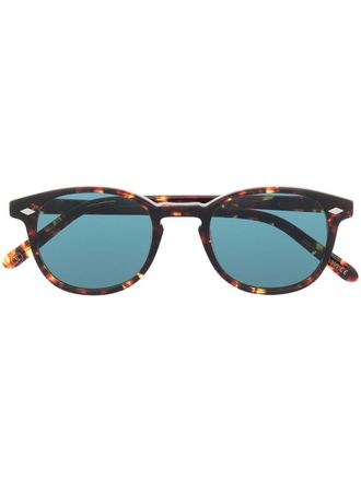 Lesca lunettes de soleil rondes &agrave; effet &eacute;cailles de tortue - Marron
