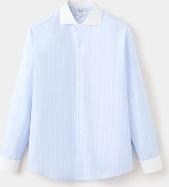 Mango Chemise costume slim-fit 100 % coton &agrave; rayures bleu - Homme - XXL - MANGO MAN