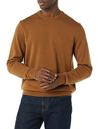 Amazon Essentials Pull &agrave; Col Rond et Manches Longues, 100% Coton (Disponible en Grandes Tailles et Grandes Longueurs) Homme, Brun Caramel, L
