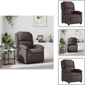 vidaXL Massagesessel Dunkelbraun Echtleder - Massage Stuhl - Relaxstuhl - TV-Sessel - Leder Sessel - Ecksofa - The Living Store