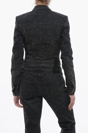 Off-white Cropped-Fit Denimjacke BLING mit Kristallen Off-White