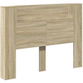 vidaXL Kopfteil-Schrank mit LED mit Regal Sonoma 140 x 16,5 x 103,5 cm vidaXL