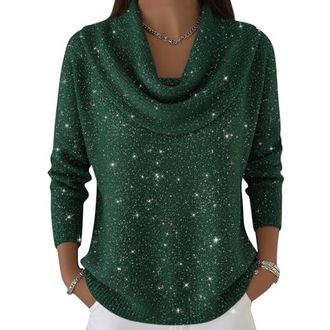Generic Pull élégant à paillettes pour femme, col bénitier à manches longues, chemisiers tricotés pour femmes, pulls de fête à la mode pour femmes, pull brill