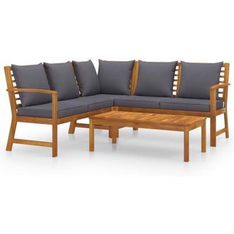 vidaXL 4-tlg. Garten-Lounge-Set mit Auflagen Massivholz Akazie - Vidaxl