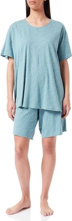 Schiesser Damen Schlafanzug Kurz Pyjamaset, Blaugrau (I), 38
