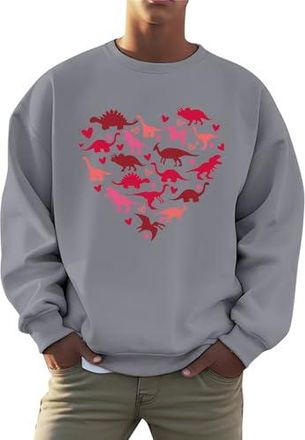 Generic 2026 Sweat-shirt d&eacute;contract&eacute; &agrave; col rond pour homme et femme Motif lettres imprim&eacute;es, gris clair, XXL