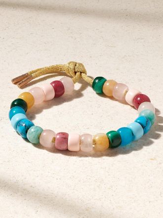 Carolina Bucci Forte Beads Carmel By The Sea Armband Aus Lurex Mit Mehreren Steinen Und Details Aus 18 Karat Gold