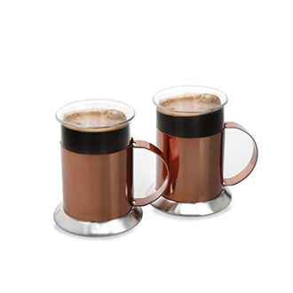 La Cafetière Kaffeetassen, Edelstahl, Kupfereffekt, 2er-Set, Kupferfarben, Kupfer