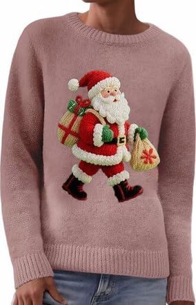 Generic Pull Noel Femme Tricot&eacute;- Pull Hiver P&egrave;Re No&euml;L Col Rond Manches Longues Sweater Chic Et &eacute;L&eacute;Gante Chaud Automne Et Hiver Pullover Casual Doux Confortabl