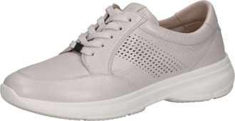 Caprice Damen Sneaker flach aus Leder mit Lochmuster, Cremefarben (Pearl Per.Deer), 40 EU