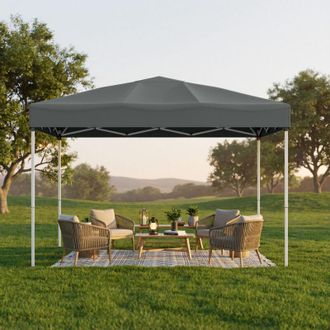 Songmics Pavillon Pliant 3 x 3 m, Protection Solaire, Tente de Jardin, Portable, Usage Ext&eacute;rieur, Gris