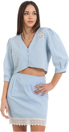Kocca Femme, Blouses et Chemises, Bleu, Taille: 36 FR Camicia corta