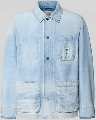 Closed Relaxed Fit Hemdjacke in Denim-Optik