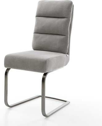 DELIFE Freischwinger Pela-Flex Strukturstoff Soft Grau Freischwinger flach Graphit Taschenfederkern, Esszimmerstühle