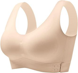 Feoya Brassière Femme Soutien Gorge Rembourré Invisible Lingerie Coussinet avec Fermeture Boucle Devant Entraînement Peau M