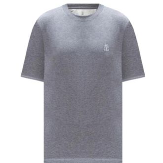 Brunello Cucinelli Jersey-T-Shirt mit Logo - - Tops - Herren - Grau - M