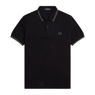 Fred Perry Klassisches Baumwoll-Polo mit Doppelstreifen - - Tops - Herren - Schwarzk - XL