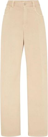 Brunello Cucinelli Femme, Jeans, Beige, Taille: 40 FR Pantalon Cinq Poches Courbé en Denim Teint Stretch