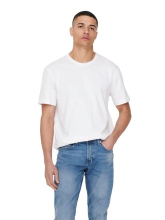 Only & Sons Herren Rundhals T-Shirt ONSMAX Life - Regular Fit XS S M L XL XXL, Gr&ouml;&szlig;e:XXL, Farbe:White 22025208