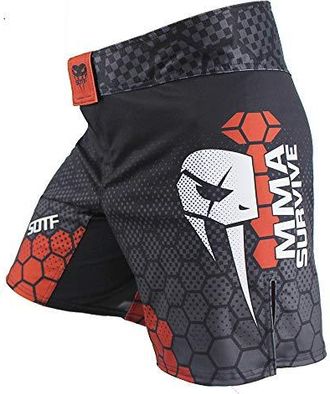 sotf Short de Boxe et Combat pour Homme - MMA BJJ sans Gi - Noir/Rouge, XX-Large