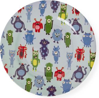 Rice Melamin Kinderteller Teller - hellblau - Monsters Print