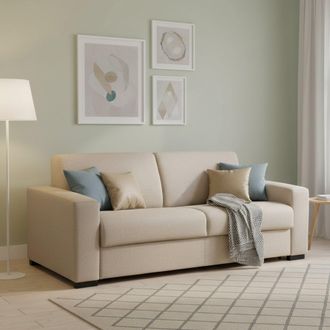 Dmora Talamo Italia - 2-Sitzer Schlafsofa Alena, Wohnzimmersofa mit drehbarer &Ouml;ffnung, gepolsterter Stoff, schmale Armlehnen, 100 % Made in Italy, 160 x 95 