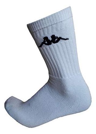 Kappa Lot de 6 paires, 12 chaussettes de sport en &eacute;ponge, hauteur mi-mollet, chaussettes de tennis, chaussettes de randonn&eacute;e pour homme et femme - Blanc - 4
