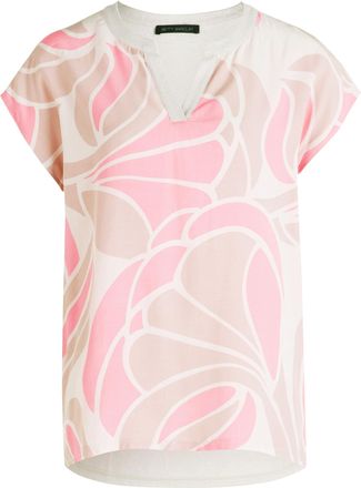 Betty Barclay Damen Casual-Shirt mit Ringel 44, Nature/Rosé