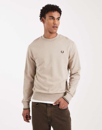 Fred Perry Sweat ras de cou &agrave; liser&eacute; - &Eacute;cru-Neutre