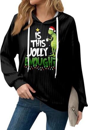 Generic Le Grinch Sweat A Capuche Femme Pilou Noël The Vêtements Pyjama Adulte Costume Sweatshirts De Pulls Oversize Hiver Femmes Deguisement Pull Vetement Pl
