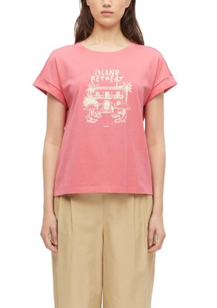 s.Oliver Kurzarmshirt S.OLIVER, Damen, Gr. 40, rosa (marsala pink), Jersey, Obermaterial: 100% Baumwolle, bedruckt, normal h&uuml;ftbedeckend, Rundhals, abgesteppte