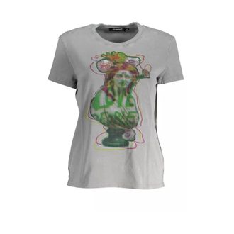 Desigual Schickes Graues Bedrucktes Baumwoll-T-Shirt - - Tops - Damen - Grau - 2XL