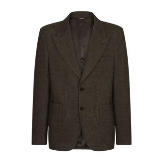 Dolce & Gabbana Homme, Costumes, Gris, Taille: M Veste en jersey extensible &agrave; carreaux Prince de Galles