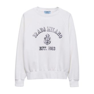 Prada Wei&szlig;er Pullover mit Logo-Print - - Sweatshirts & Hoodies - Damen - Wei&szlig; - XS