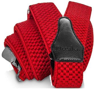 Decalen Bretelle Uomo Eleganti Extra Forte Clip Taglia Unica per Uomini e Donne Grandi e alti Larghezza Regolabile di 4 cm e Forma a Y Elastica (Rouge)