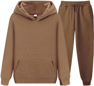 Generic Tenue deux pièces pour femme, survêtement de couleur pure, vêtements de sport, ensemble tendance, automne et hiver, survêtement décontracté à manches 