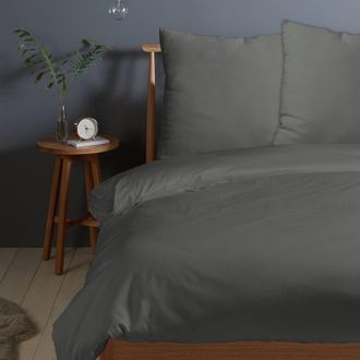 Pizuna 400 Fadenzahl aus Baumwolle Bettw&auml;sche Dunkel Grau, 100% Langstaple Baumwolle Bettbezug und Kissenbezug, 100% Baumwolle Mako Satin 2-Teilig Bettw&auml;sche