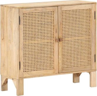 vidaXL Buffet 80x30x73 cm Bois de manguier massif et canne naturelle vidaXL