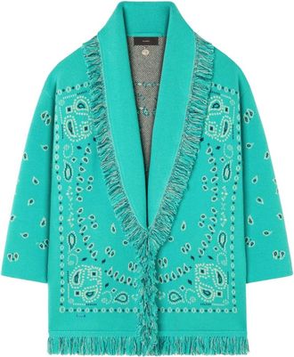 Alanui Femme, Pulls, Bleu, Taille: 38 FR Cardigan Jacquard Bandana
