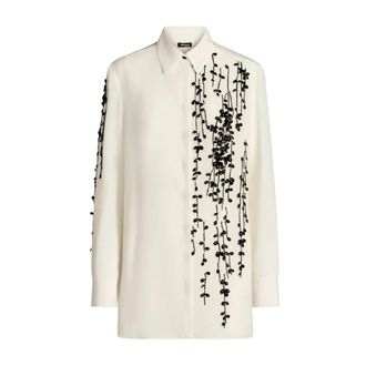 Kiton Seiden-Satin-Hemd mit handgesticktem Design - - Blouses & Shirts - Damen - Wei&szlig; - M