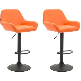 Clp 2er Set Barhocker Braga Kunstleder orange schwarz