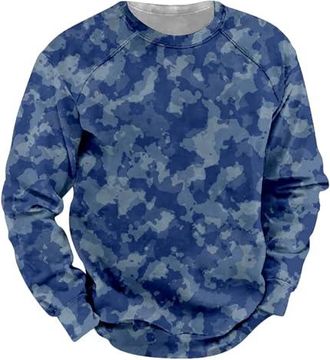 Generic Sweat-shirt pour homme sans capuche avec impression - Pull dhiver chaud pour homme - Pull de camouflage militaire - Pull de travail - Col rond - Manch
