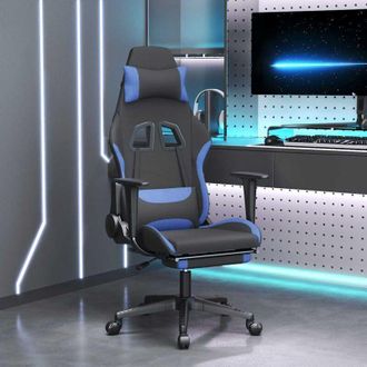 vidaXL The Living Store Gaming-Stuhl mit Massage & Fu&szlig;st&uuml;tze Schwarz und Blau Stoff - Gaming Stuhl - Gamer Chair - B&uuml;rostuhI - Ergonomischer Stuhl - PC Stuhl