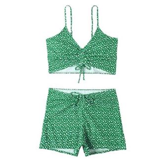 Generico Tankini Femme Beachwear Tankini Mode imprim&eacute; floral Swimwear Deux pi&egrave;ces Set Slim Fit D&eacute;bardeur et short Swimsuit &Eacute;l&eacute;gant grande taille &eacute;t&eacute; Beachwear 