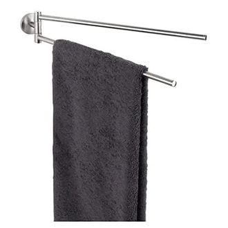 WENKO Porte-Serviettes Cuba Matt, Barre Porte-Serviettes avec 2 Bras Mobiles, qualit&eacute; Massive en Zinc INOX moul&eacute; sous Pression au Fini d&eacute;poli, 5 x 7 x 41,5 