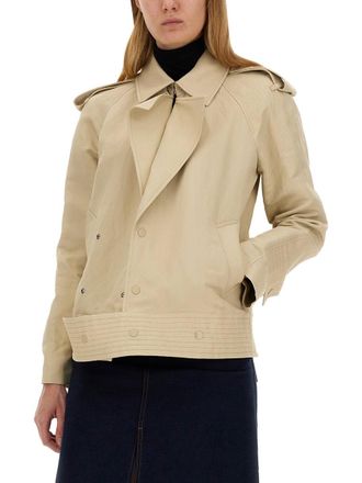 Burberry Paper Viscose Blend Trench Coat - Beige