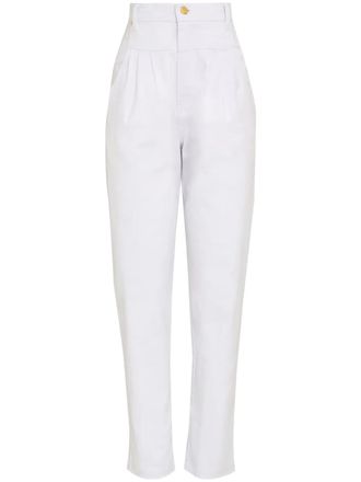 Amapô pantalon fuselé à détails plissés - Blanc