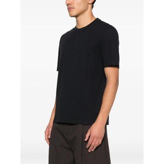 Emporio Armani Textured Finish Cotton T-Shirt - Black